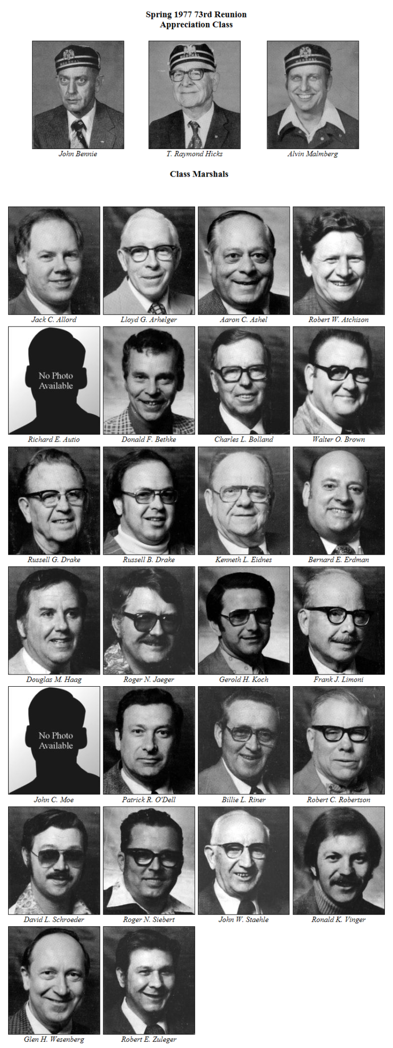 Spring 1977, 73rd Reunion, Appreciation Class - Scottish Rite